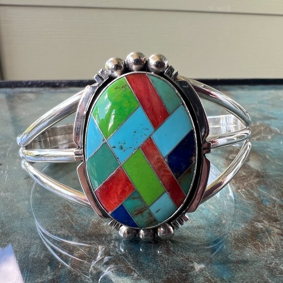 Running Bear | Jewelry | Navajo Rb Turquoise Red Coral Lapis Mosiac ...
